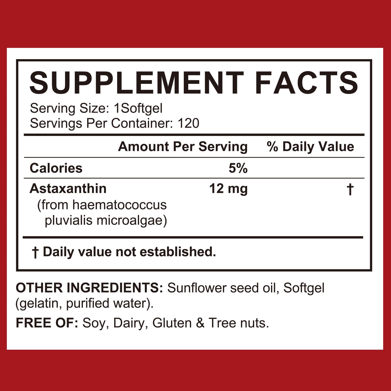 Premium antioxidant Astaxanthin 60 softgels
