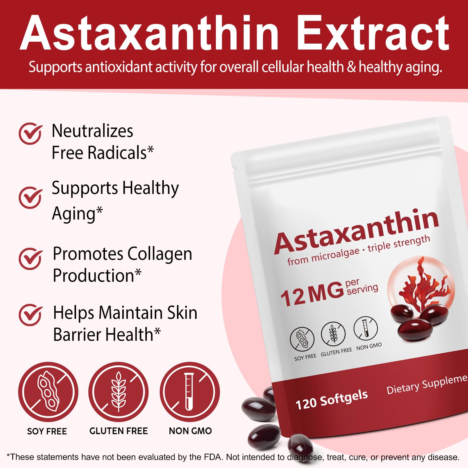 Premium astaxanthin for skin support