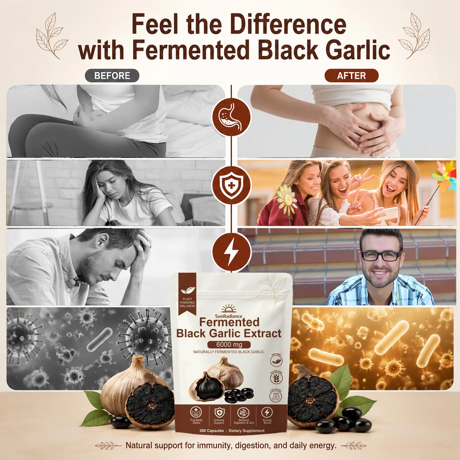 Premium black garlic antioxidant properties