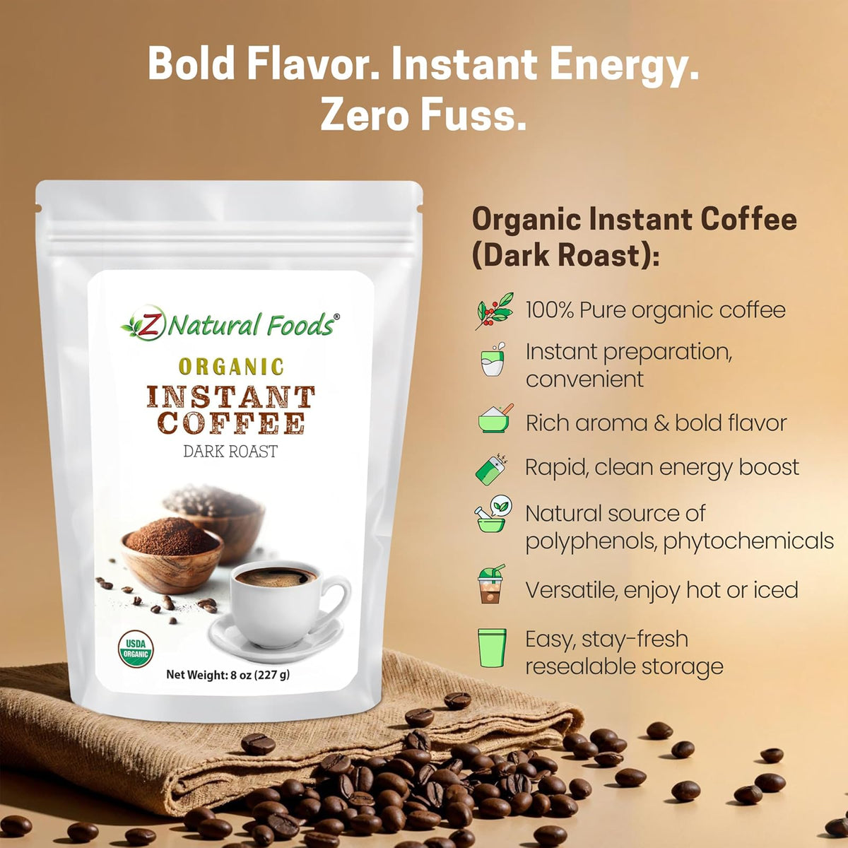 premium dark roast coffee for energy