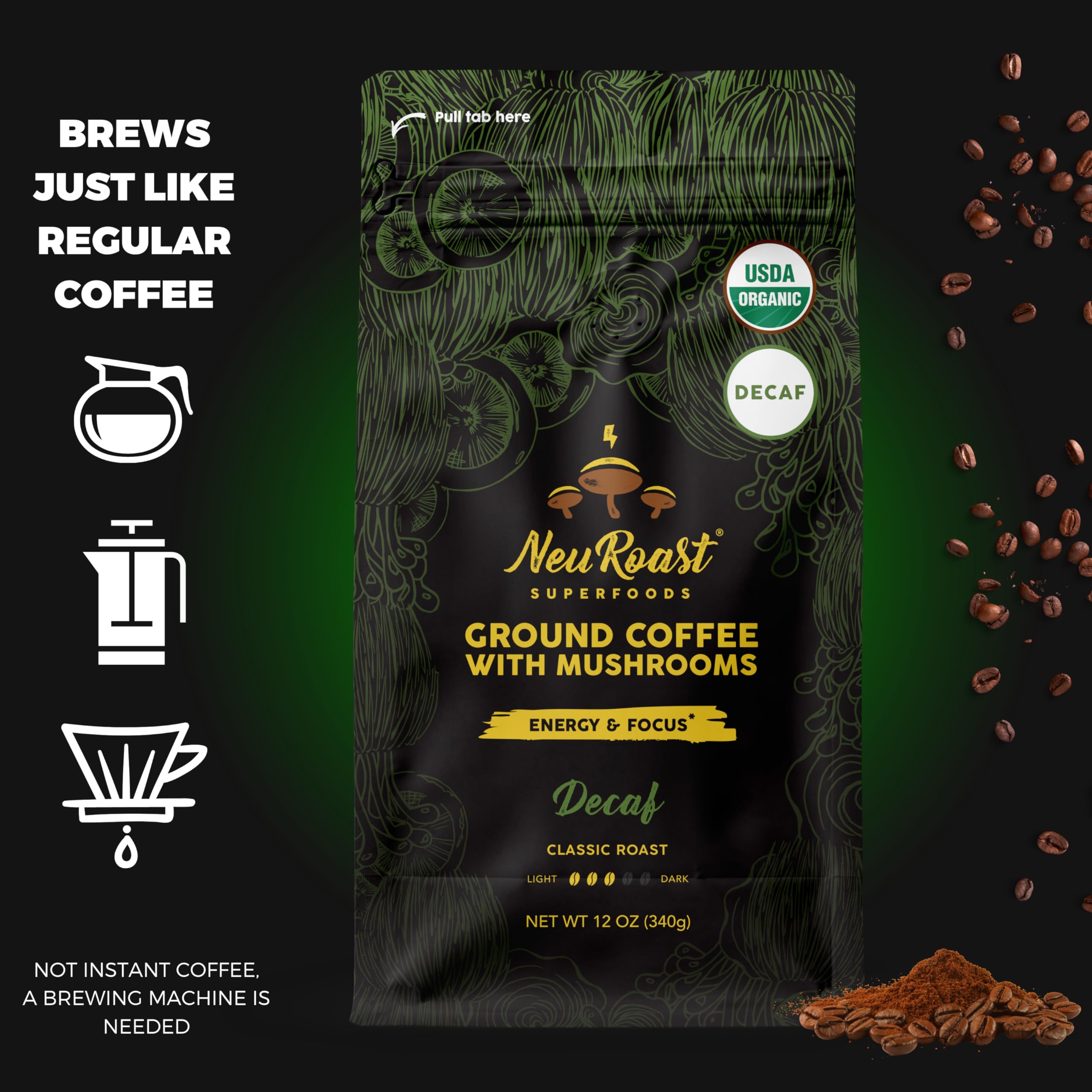 premium ground coffee for focus