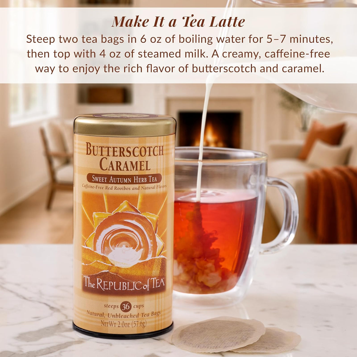 Premium herbal tea with caramel notes