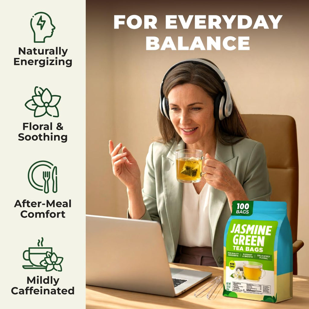 Premium jasmine green tea for energy