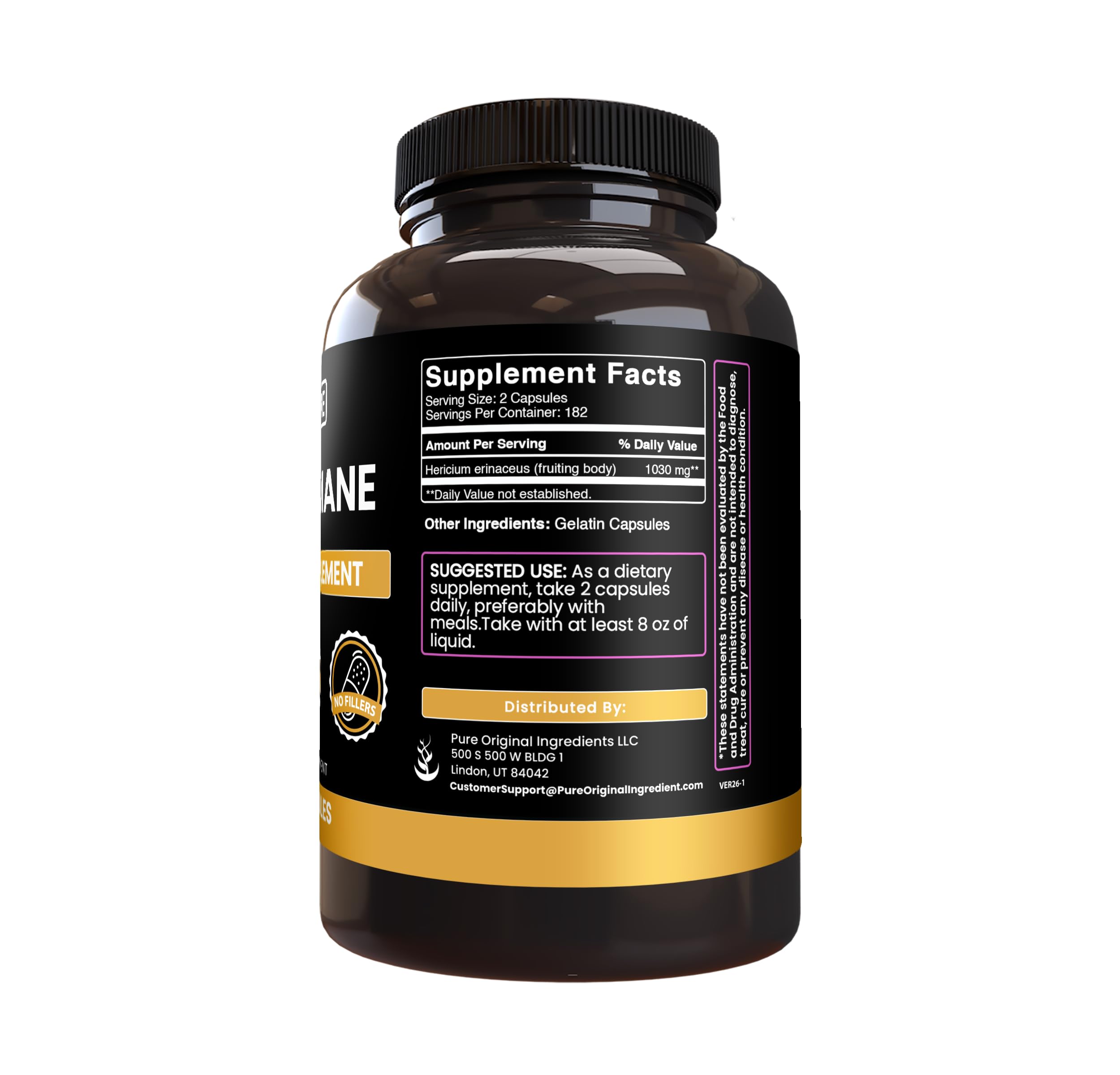 premium lion's mane capsules with no fillers