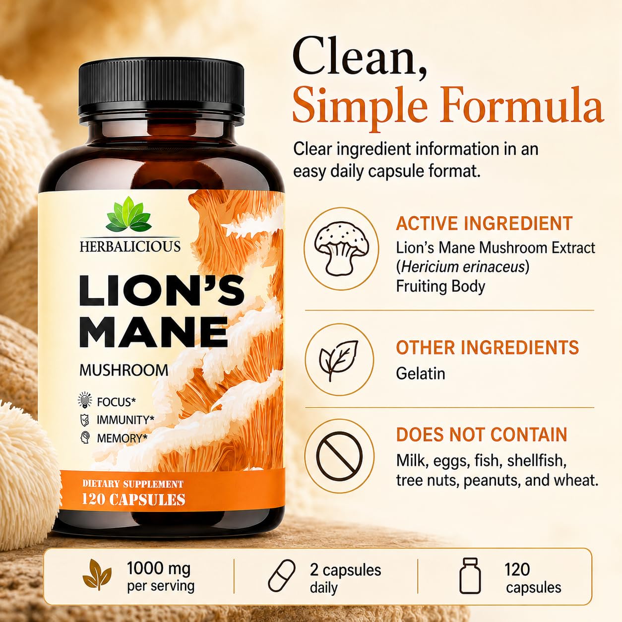 premium lion's mane extract formula