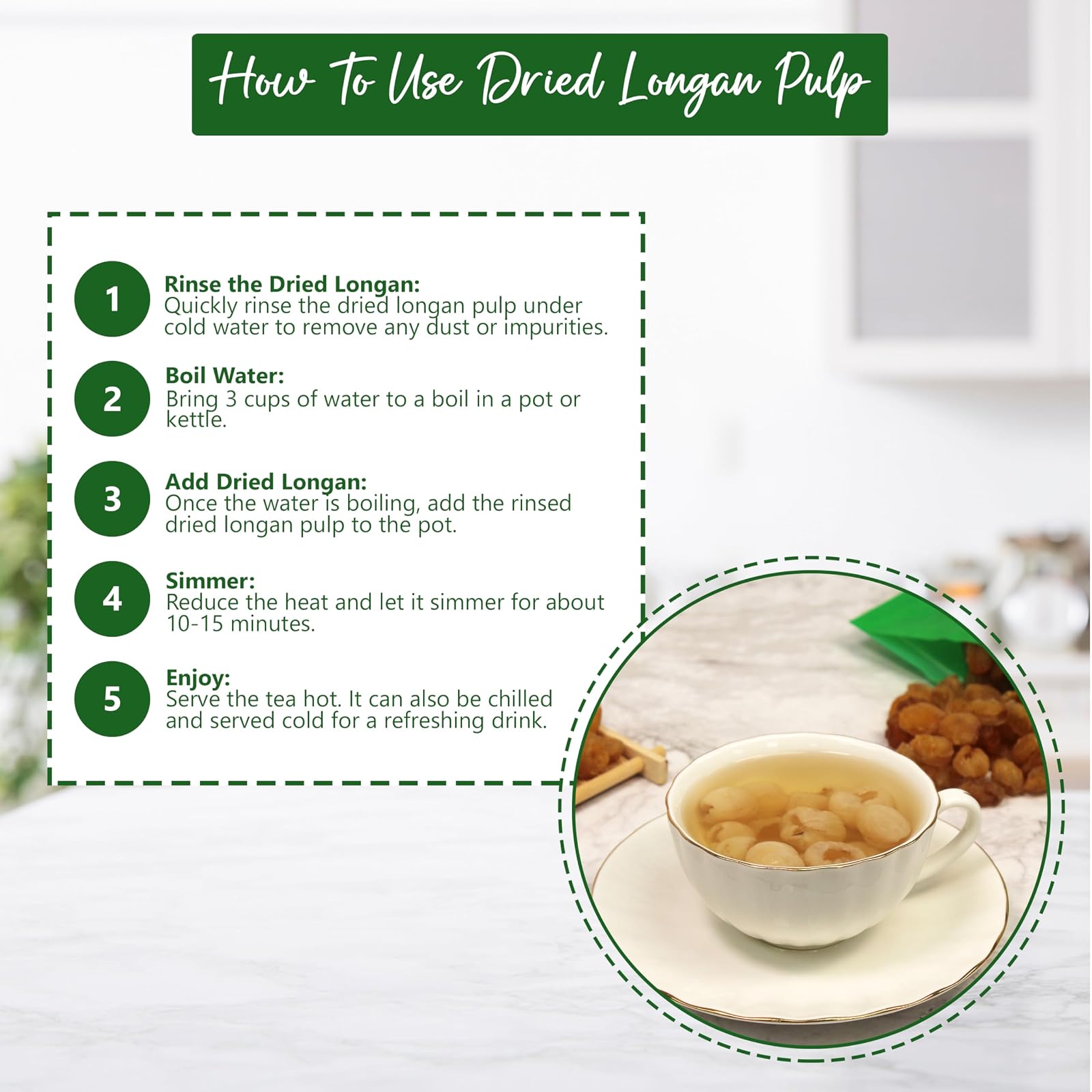 premium longan pulp for green tea extract