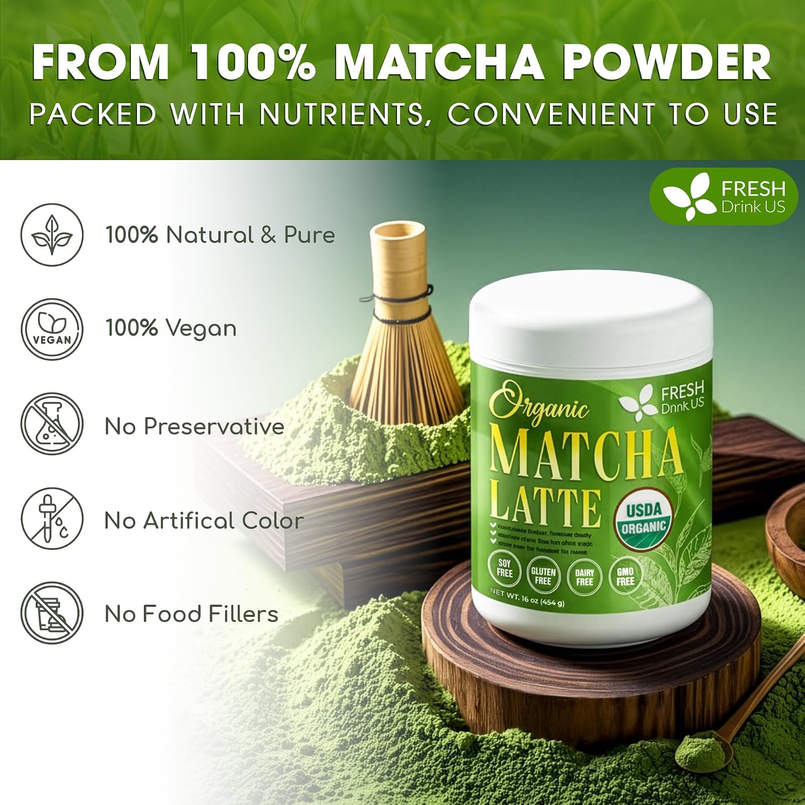 premium matcha latte powder 16 oz