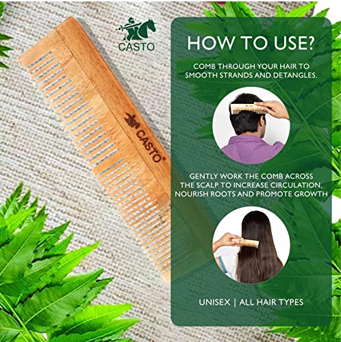 premium neem wood combs for detangling hair