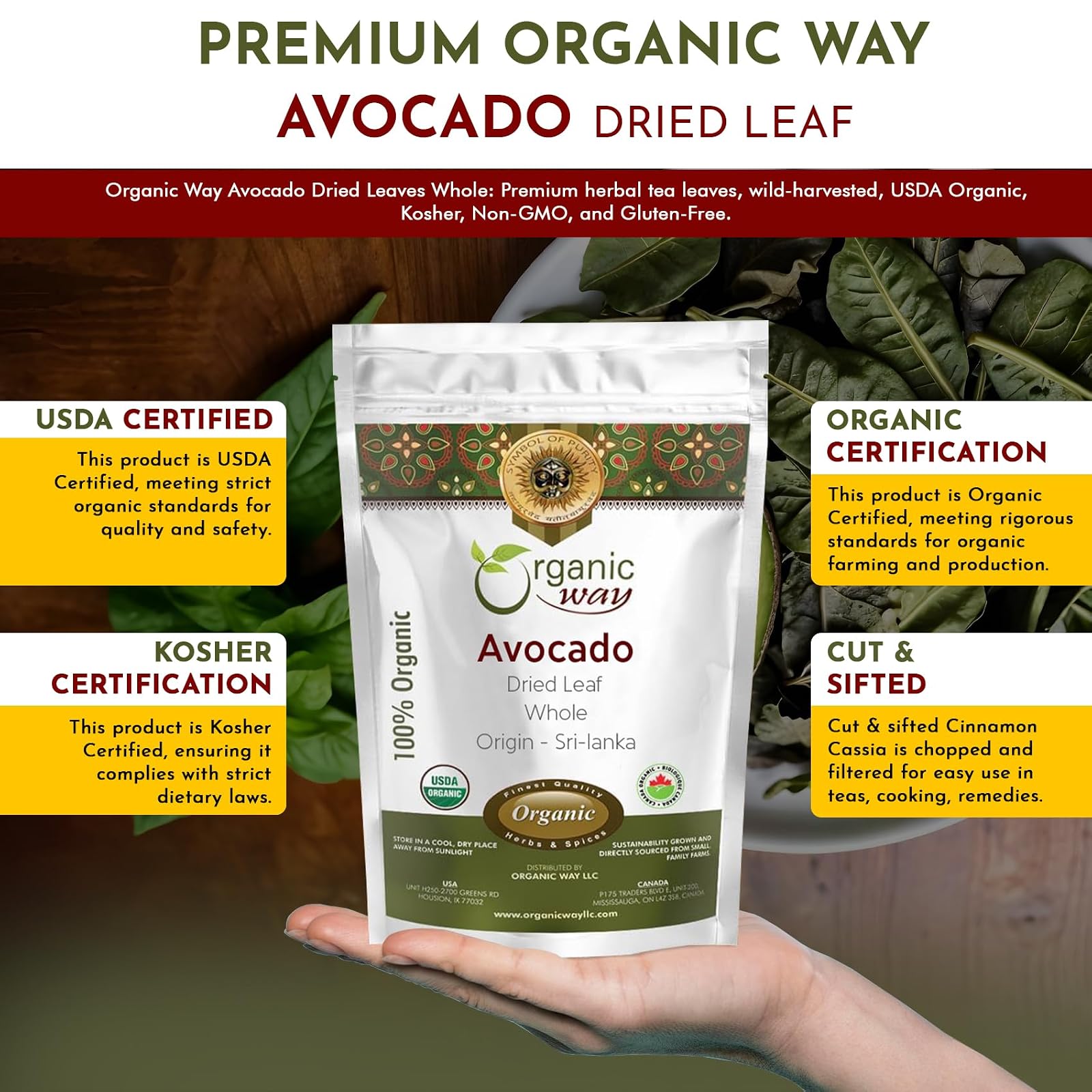 premium organic avocado tea leaves