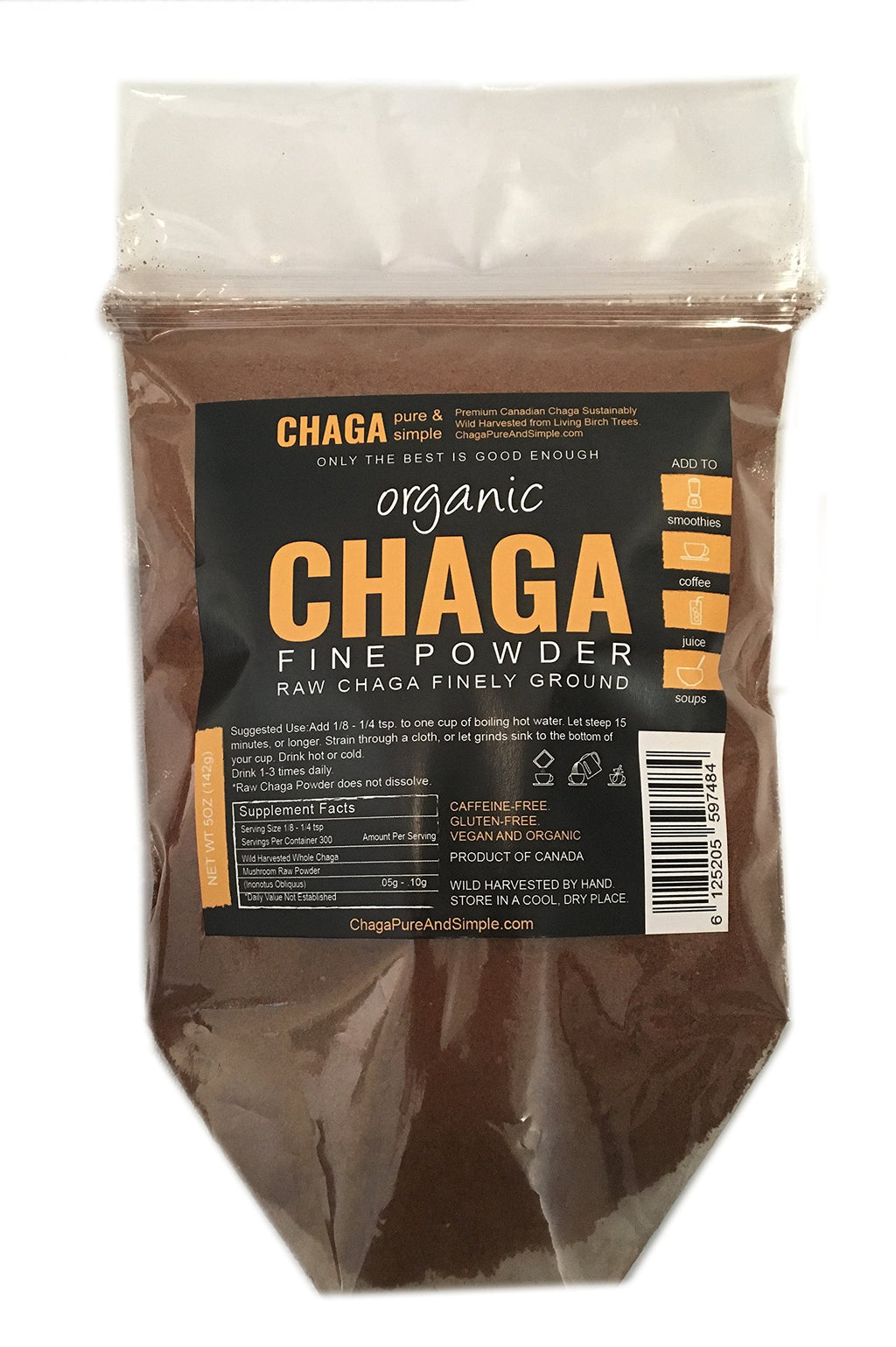 premium organic chaga mushroom powder