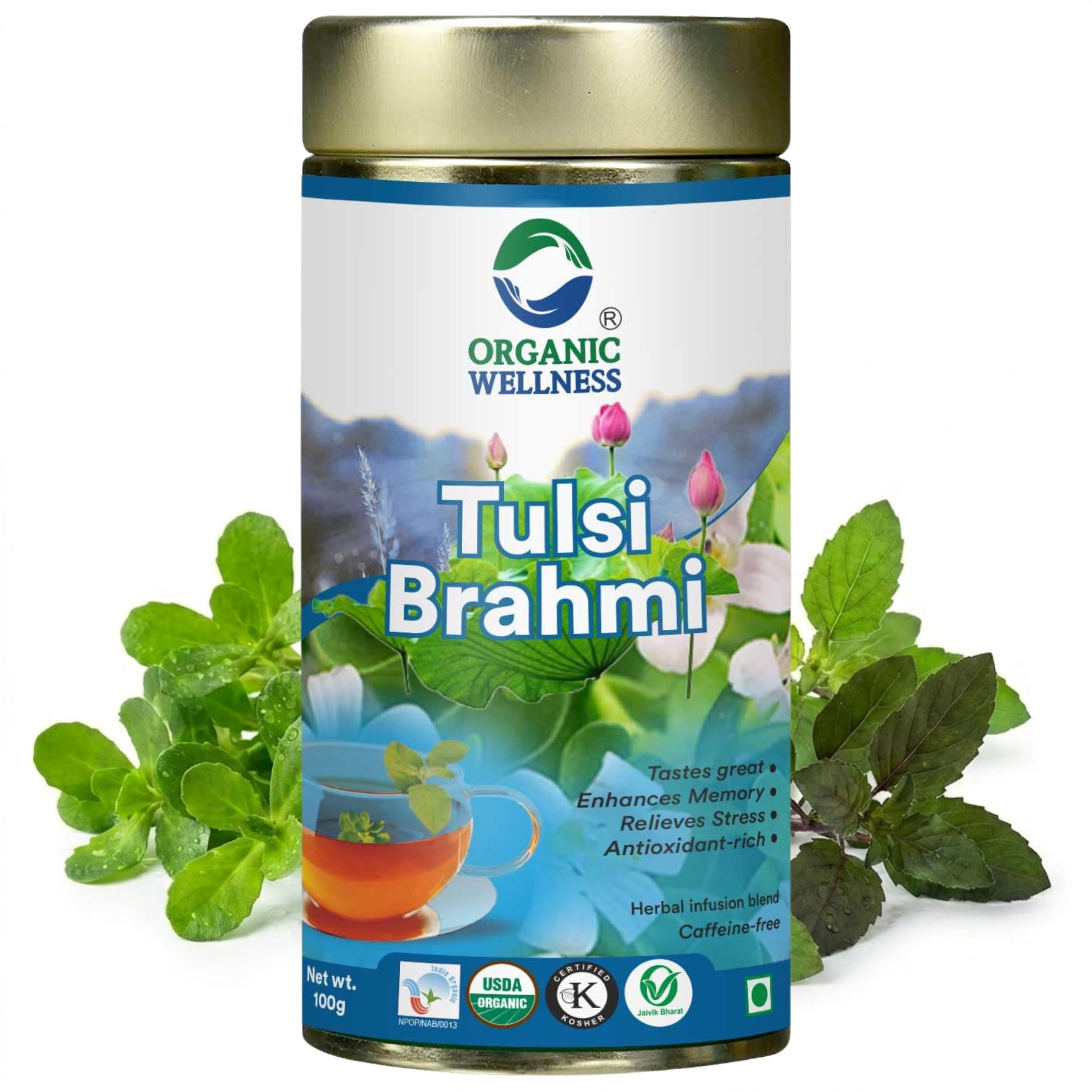premium organic green tea tin