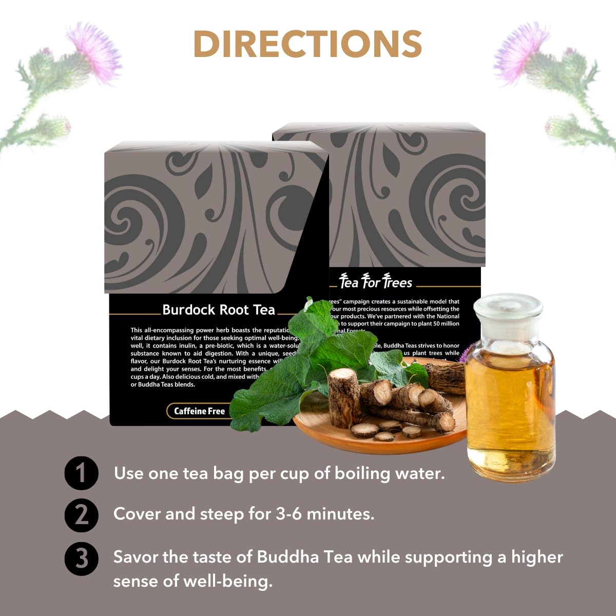 premium quality burdock root tea bags