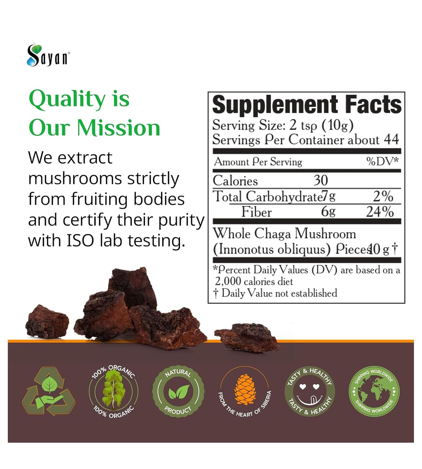 premium quality chaga mushroom pieces