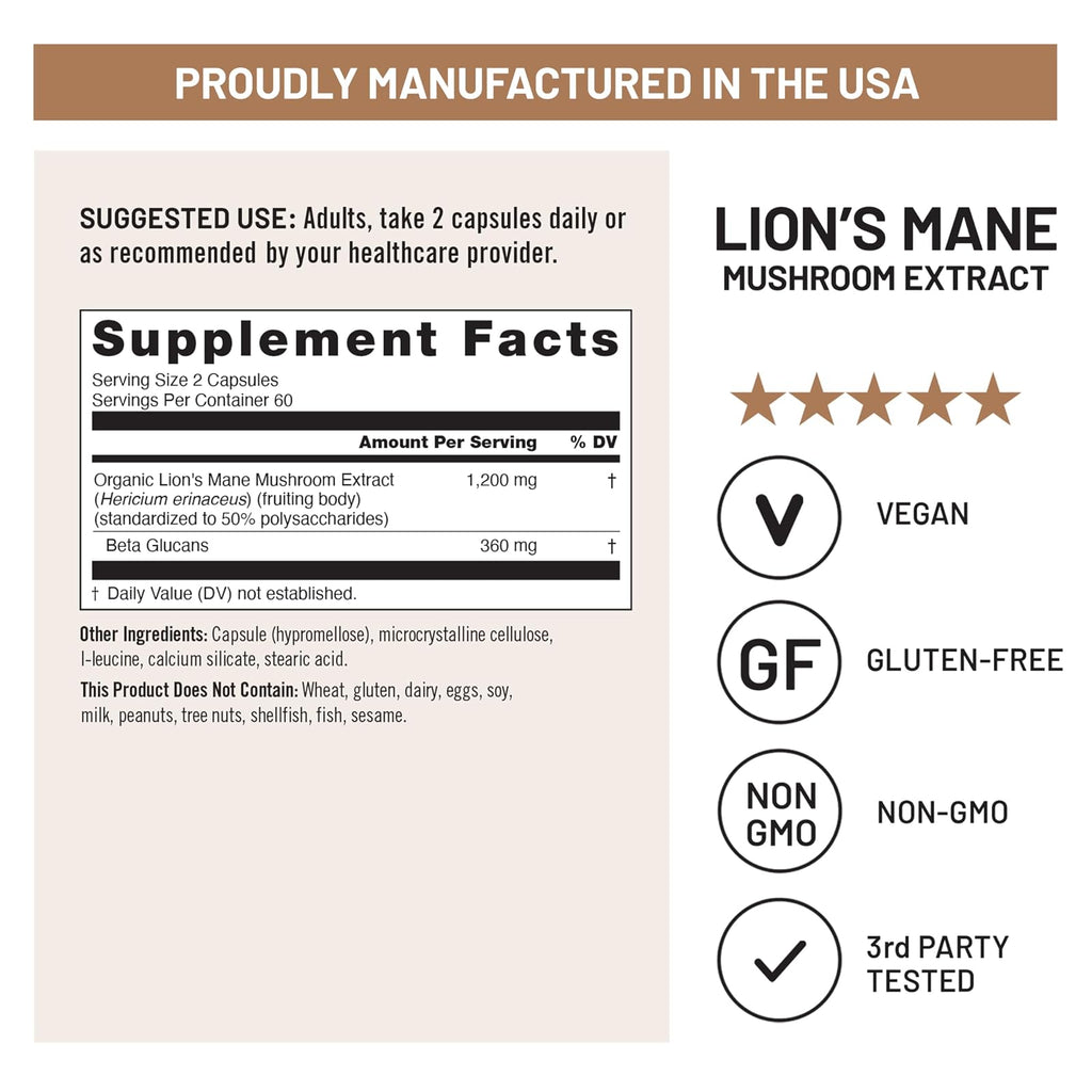 Premium quality Lion's Mane capsules