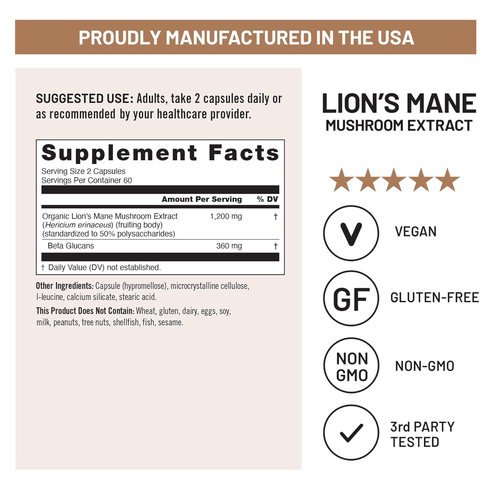Premium quality Lion's Mane capsules