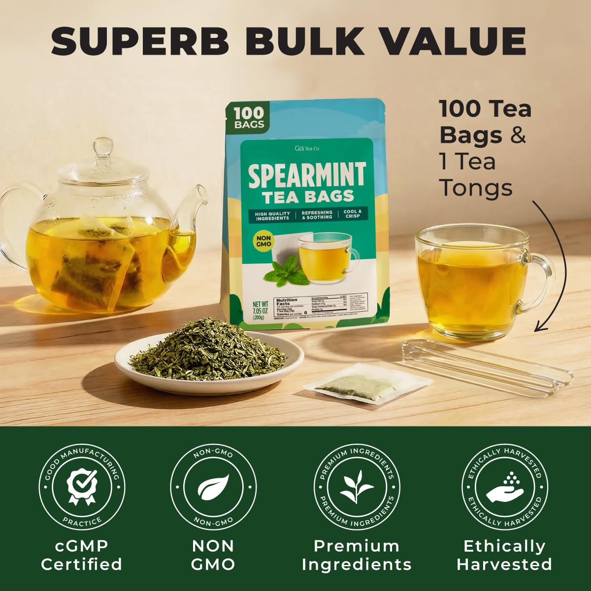 premium quality spearmint tea bags