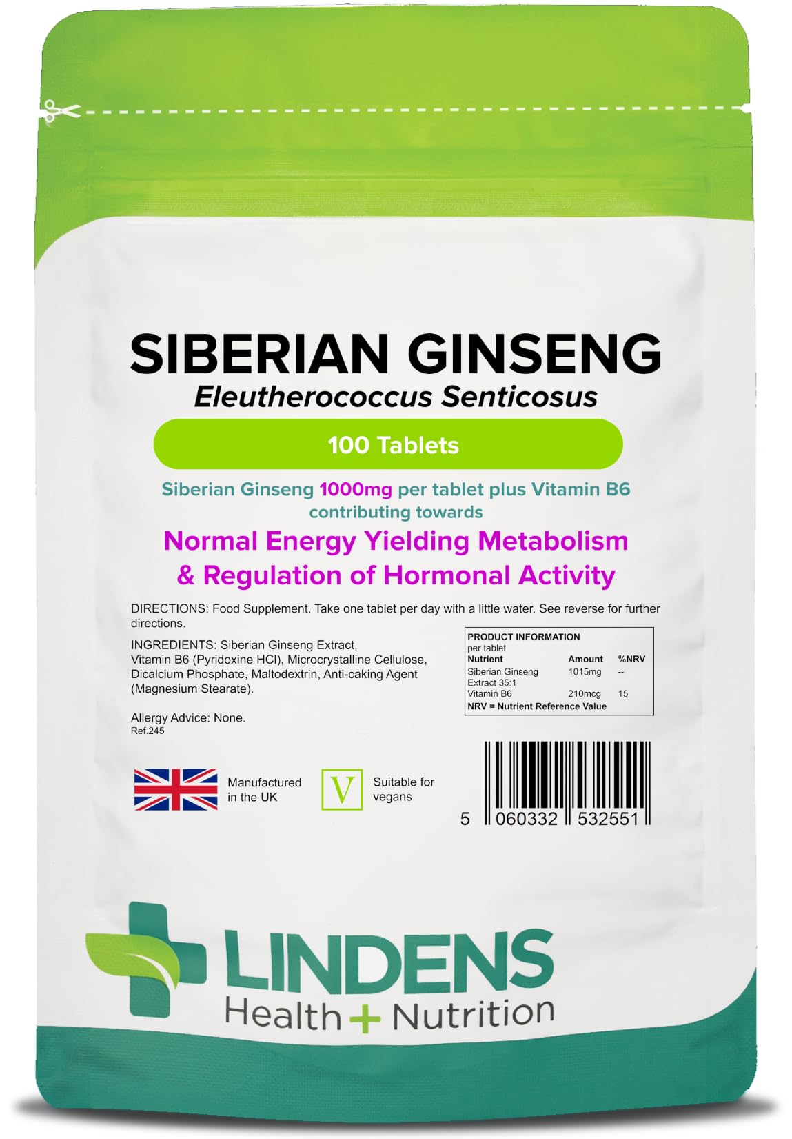 premium Siberian ginseng tablets for energy
