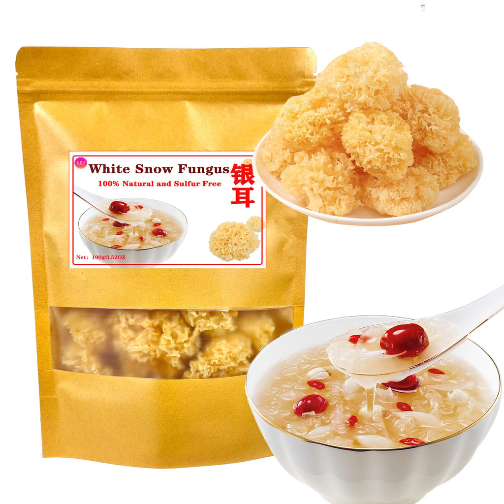 Premium white snow fungus mushrooms