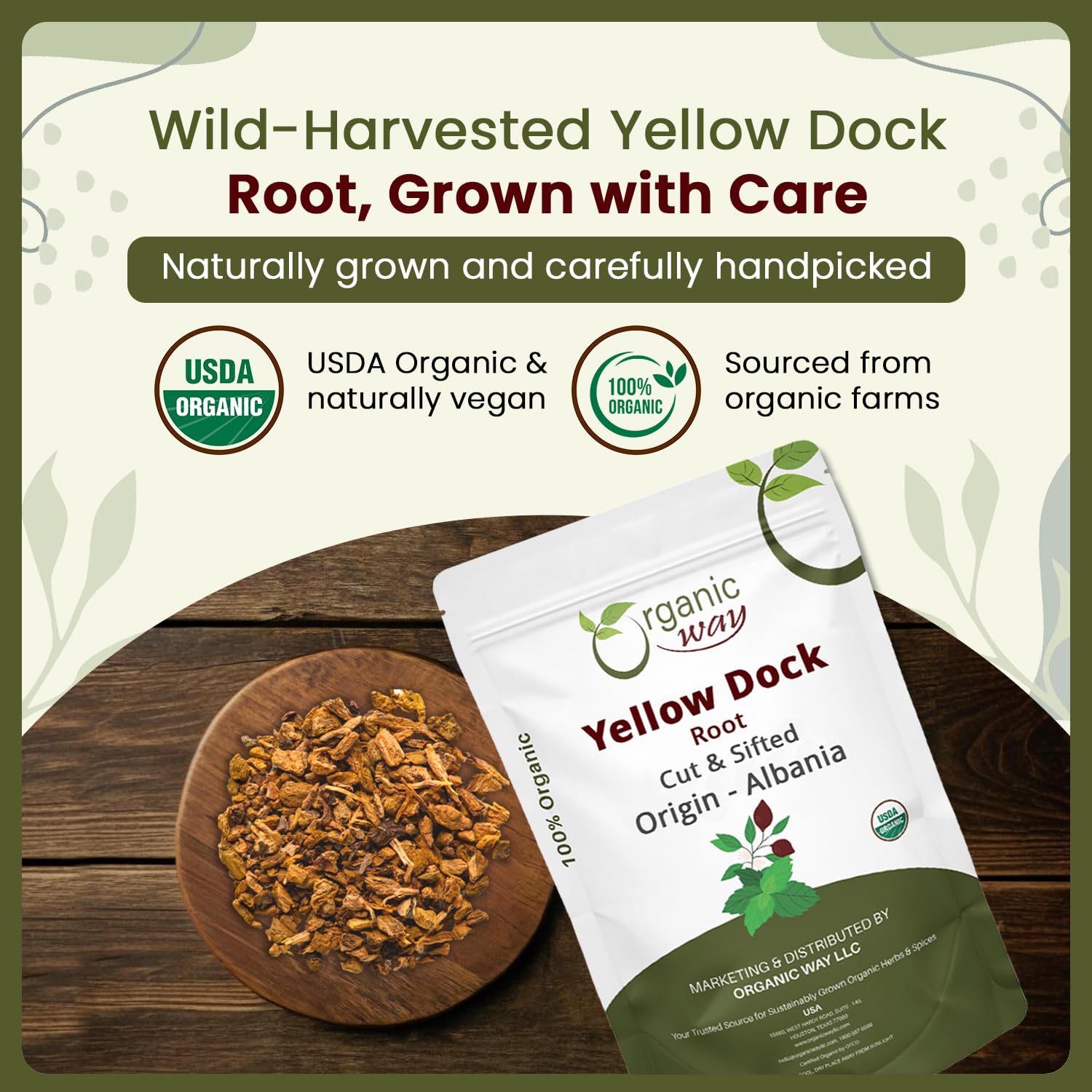 premium yellow dock root cut tea