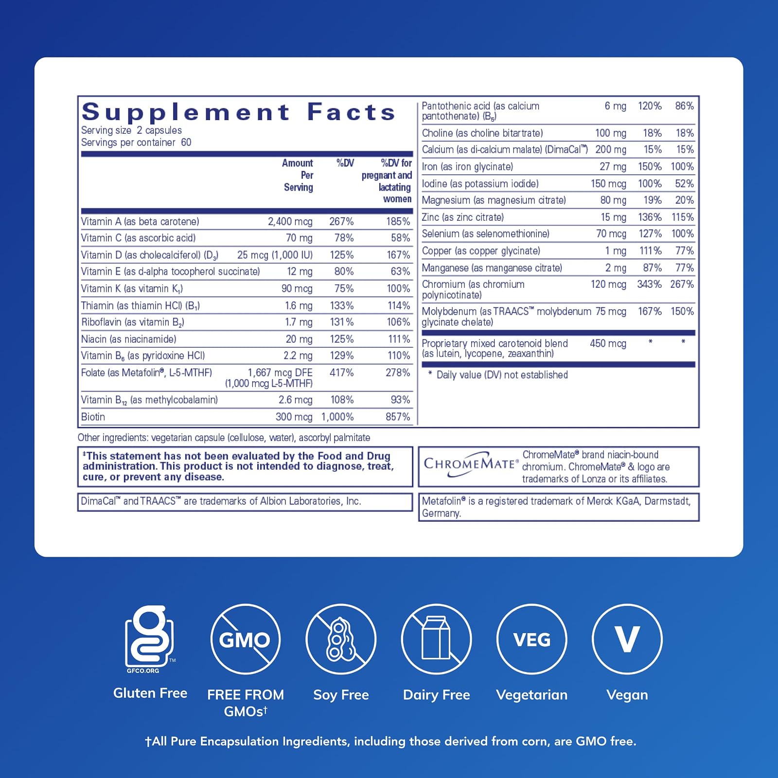 prenatal nutrients with essential vitamins