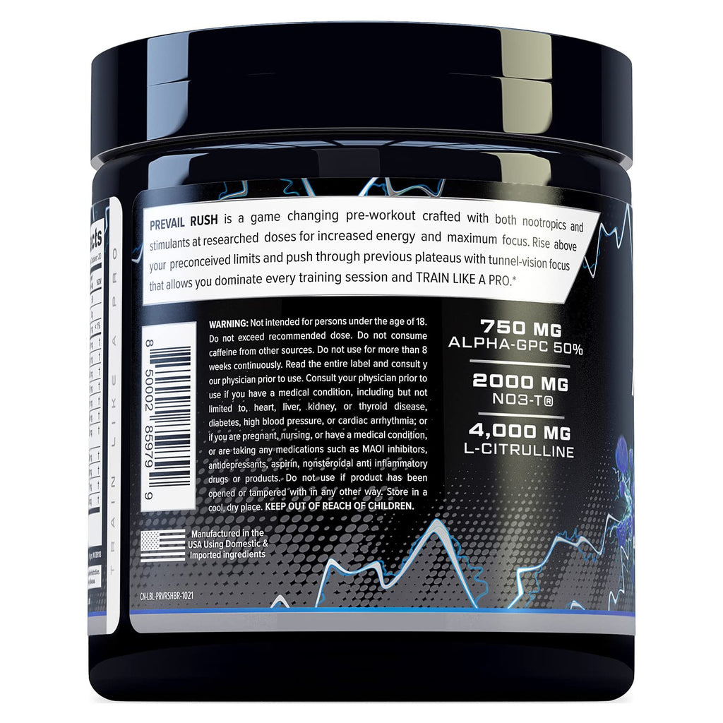 Prevail Rush pre-workout for muscle performance