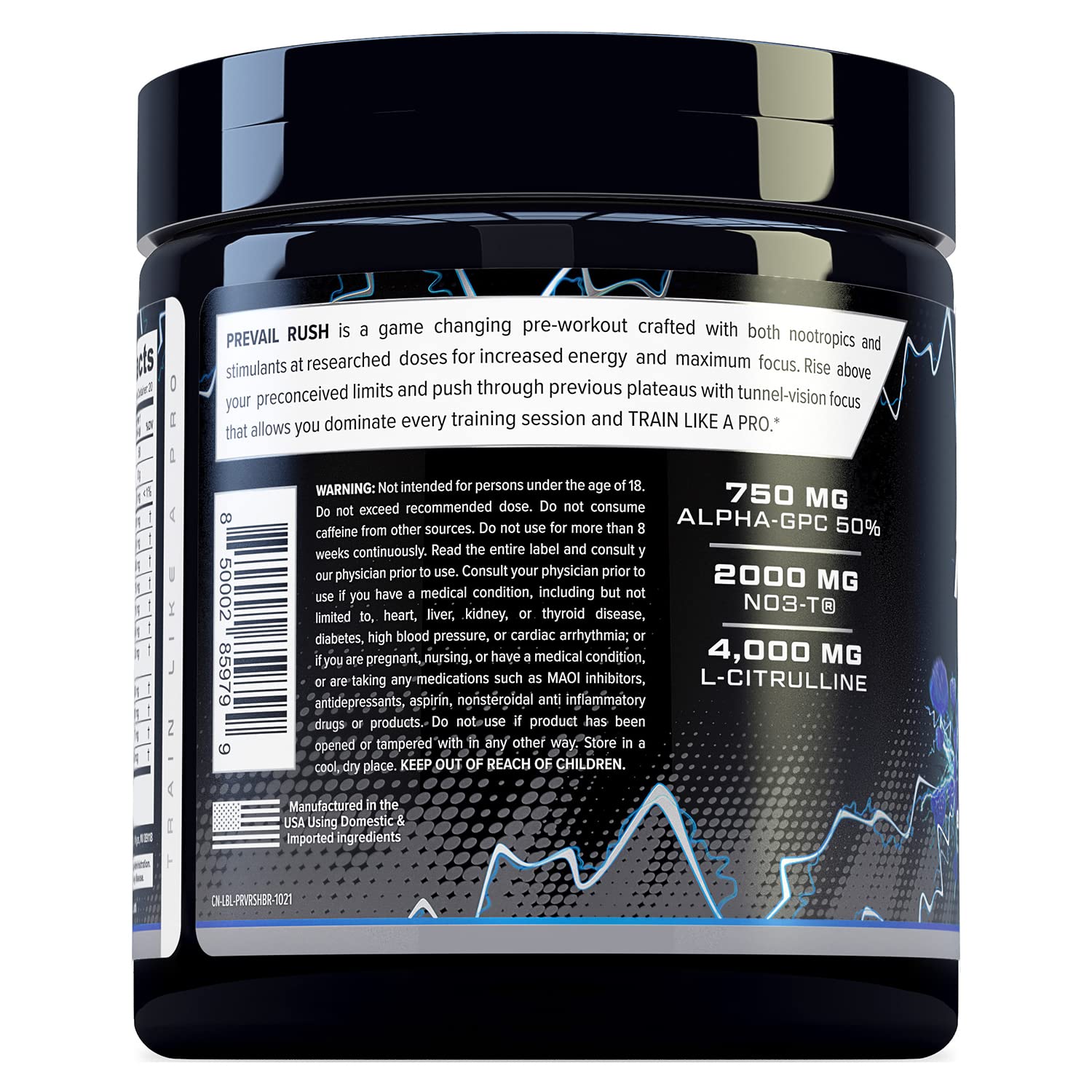 Prevail Rush pre-workout for muscle performance