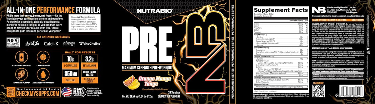 Preworkout powder for enhanced focus