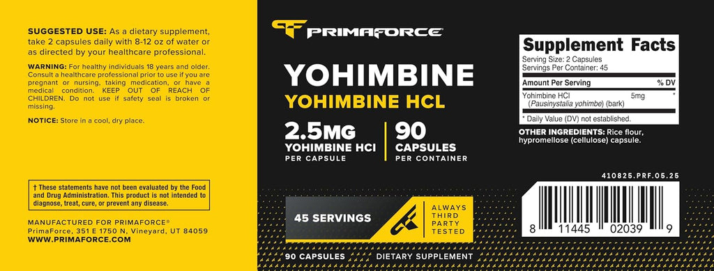 Primaforce Yohimbine for improved libido