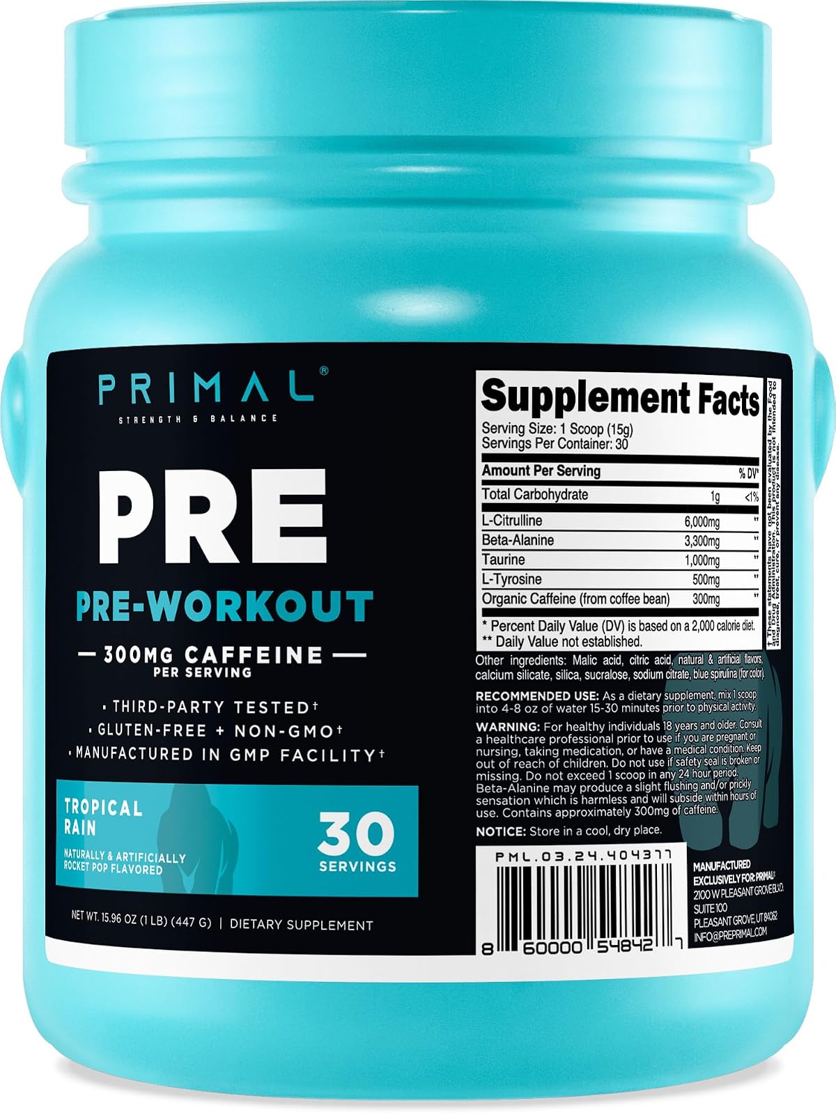 Primal pre-workout powder tropical rain