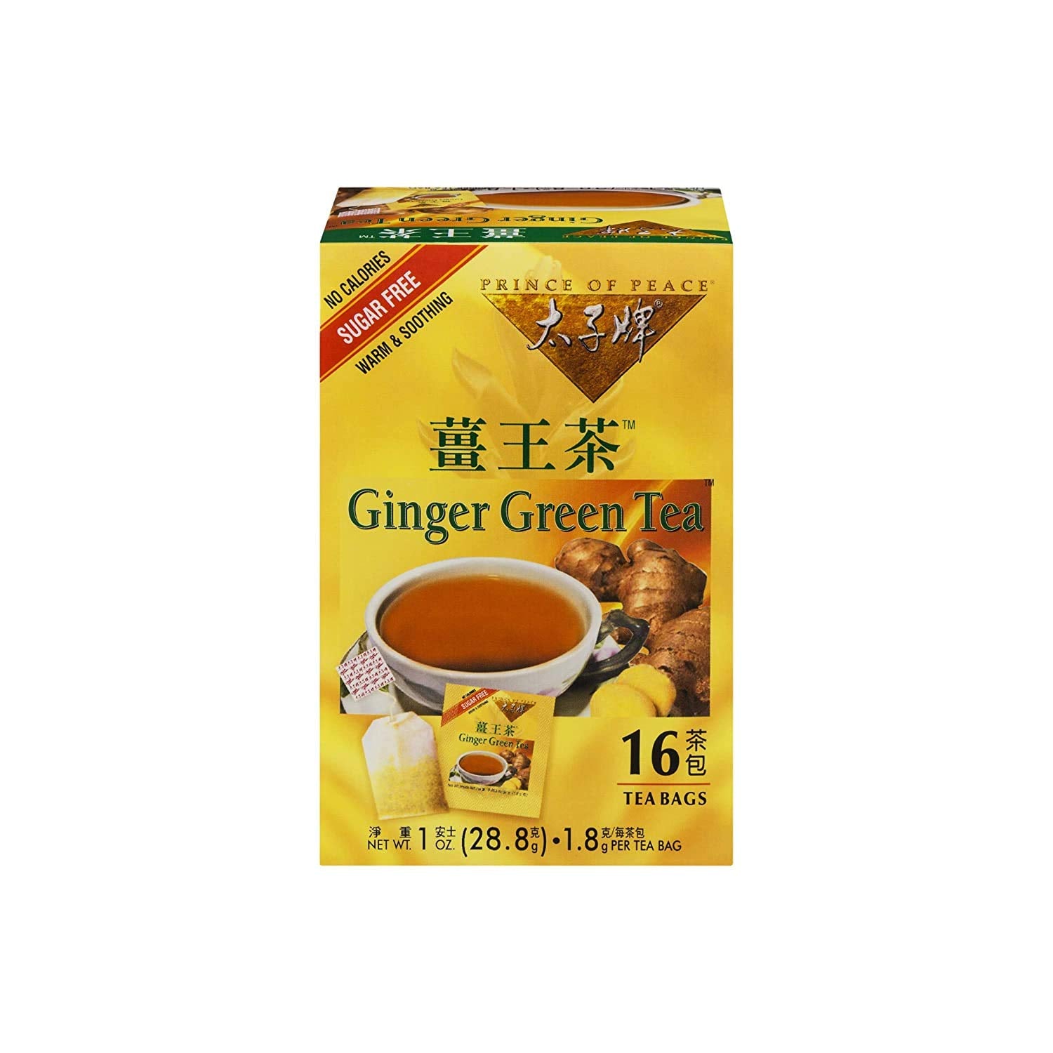 Prince of Peace ginger green tea bags