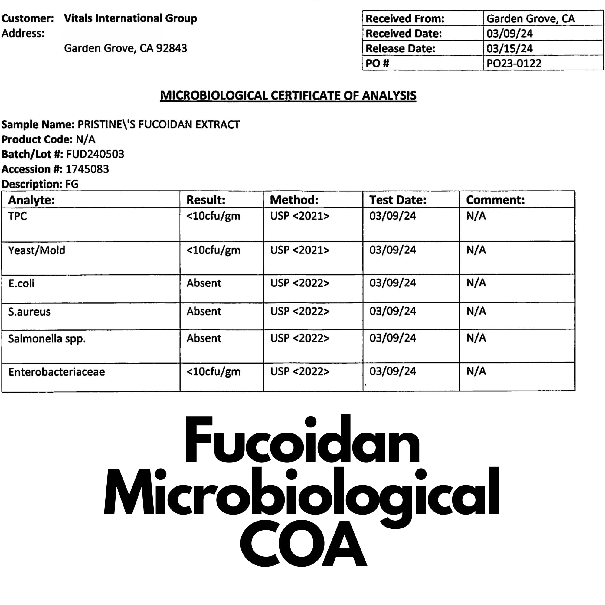 PRISTINE Fucoidan for daily nutrition