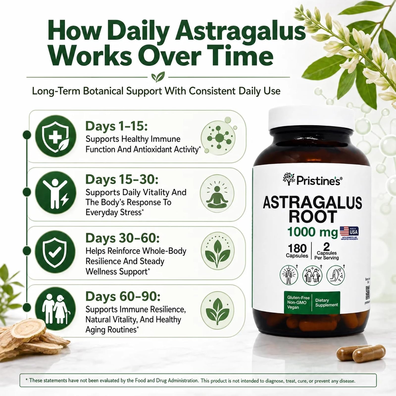 PRISTINE herbal astragalus root supplement