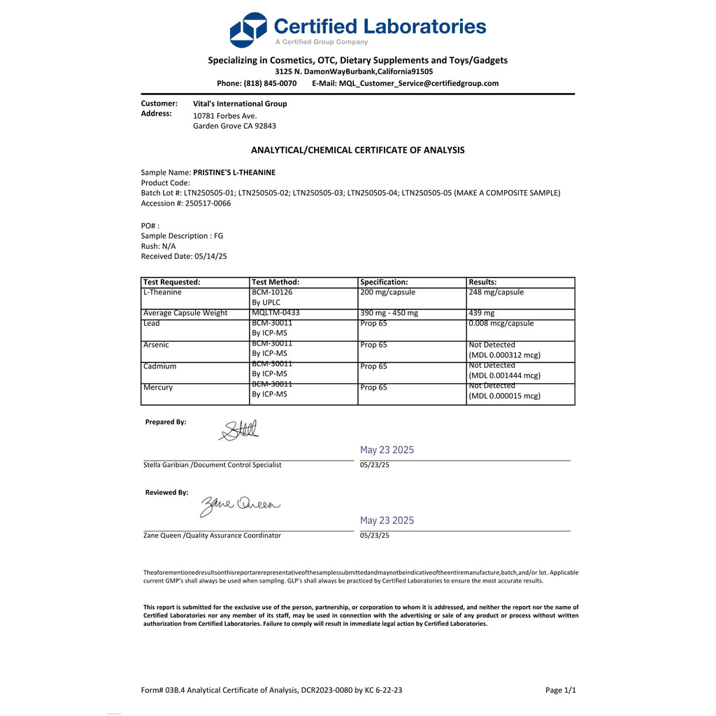 PRISTINE L-Theanine for wellness
