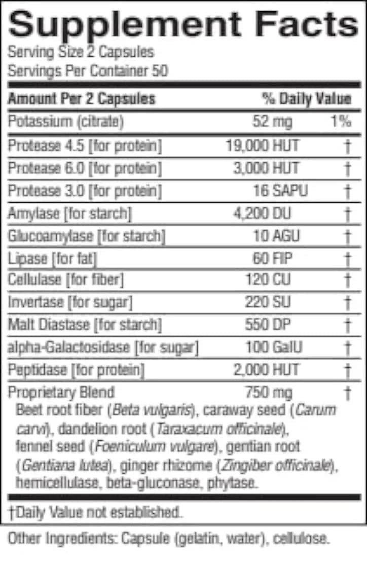 Proactazyme digestive enzymes enhance digestive function