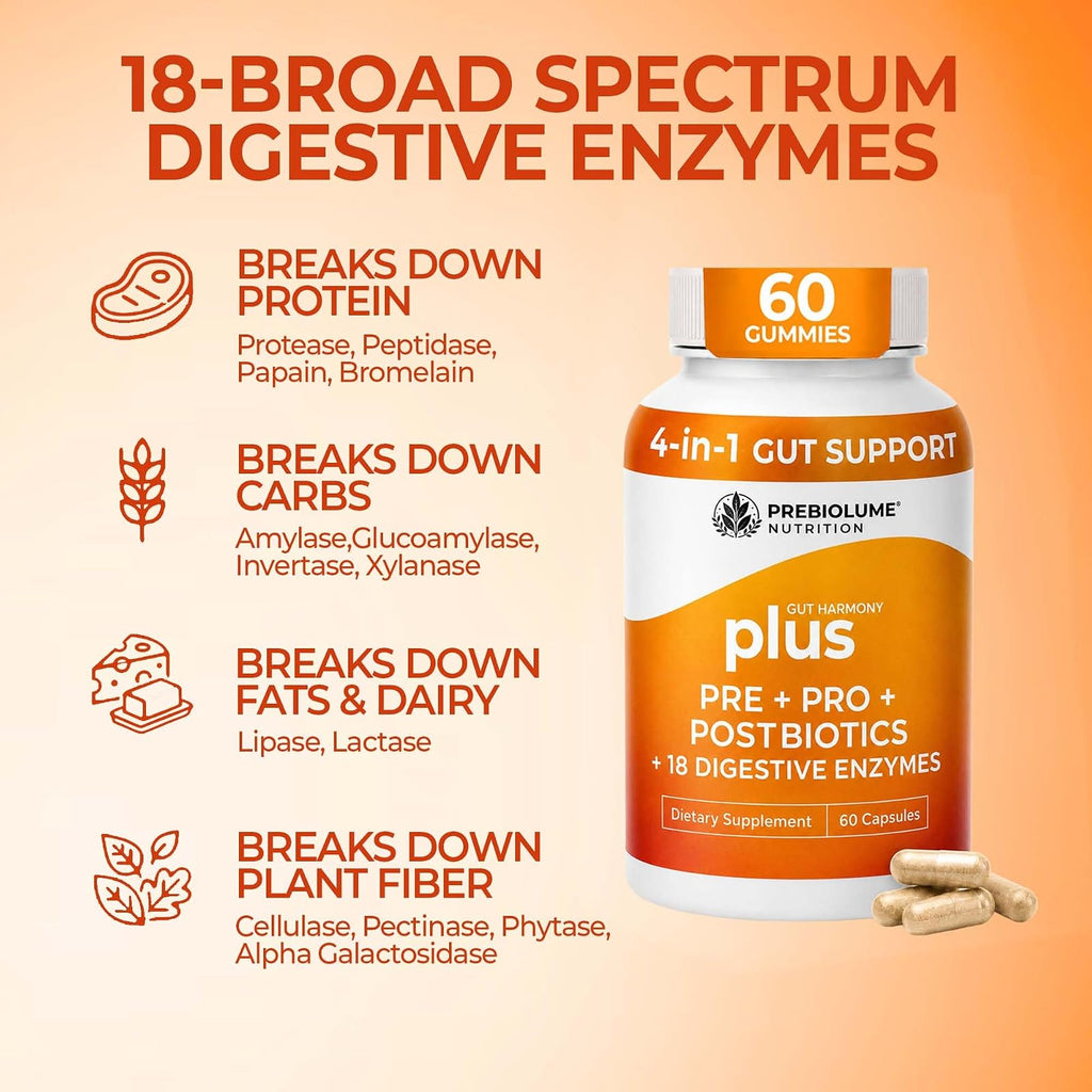 Probiotic capsules with 18 digestive enzymes