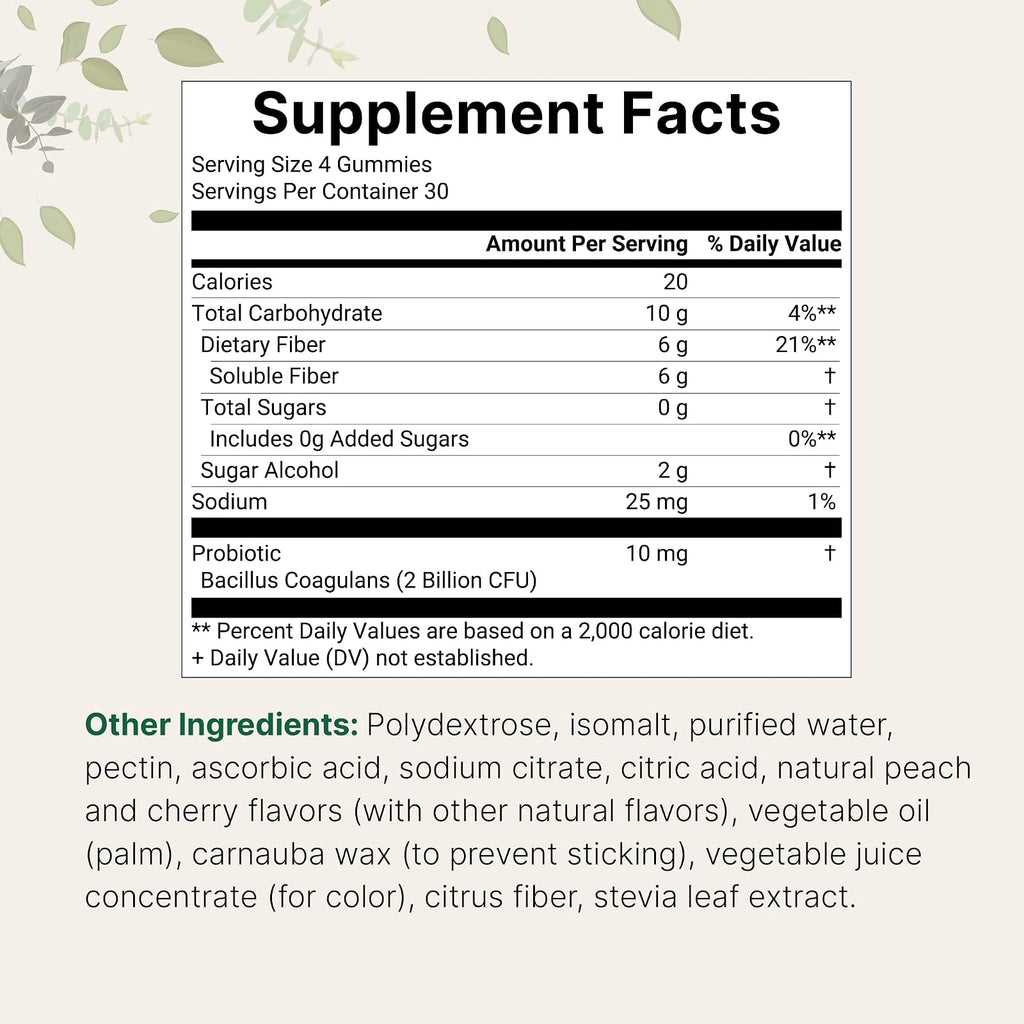 Probiotic fiber gummies for gut health