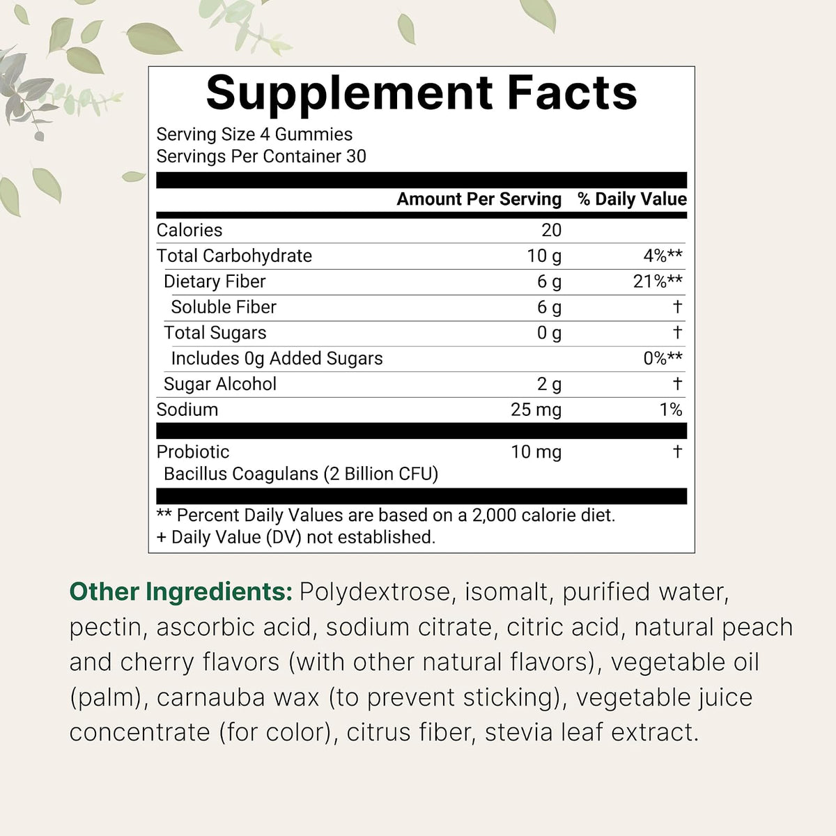 Probiotic fiber gummies for gut health
