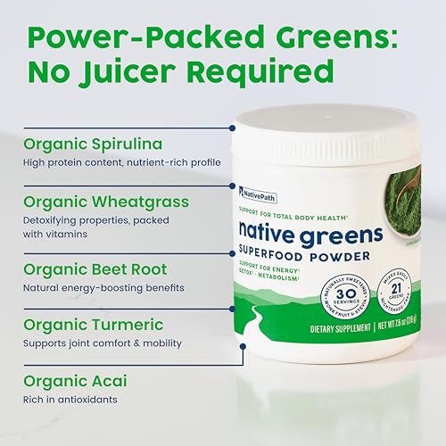 Probiotic-rich organic greens powder