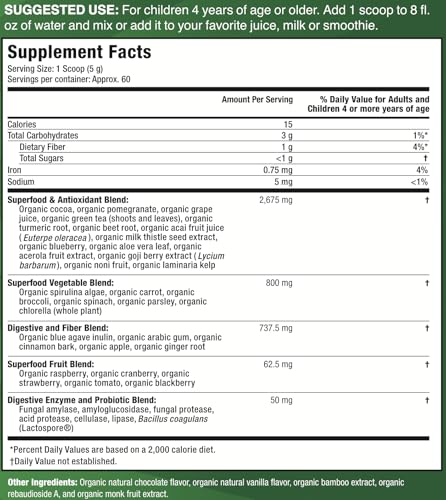 Probiotic-rich super greens powder