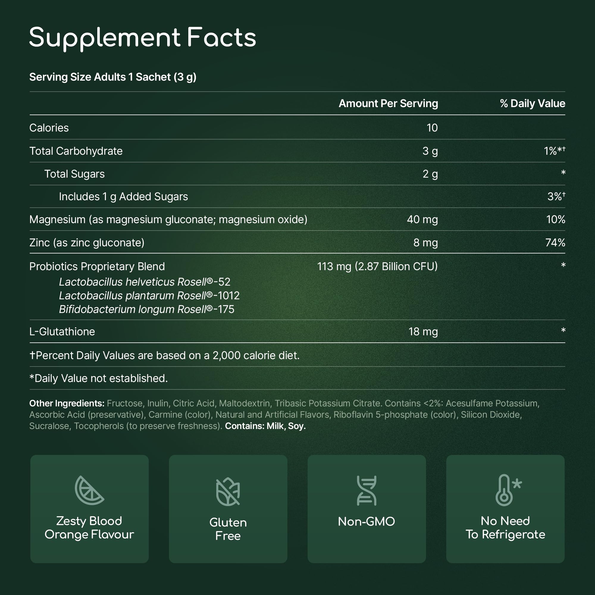 Probiotic supplements with 2.87 billion CFU