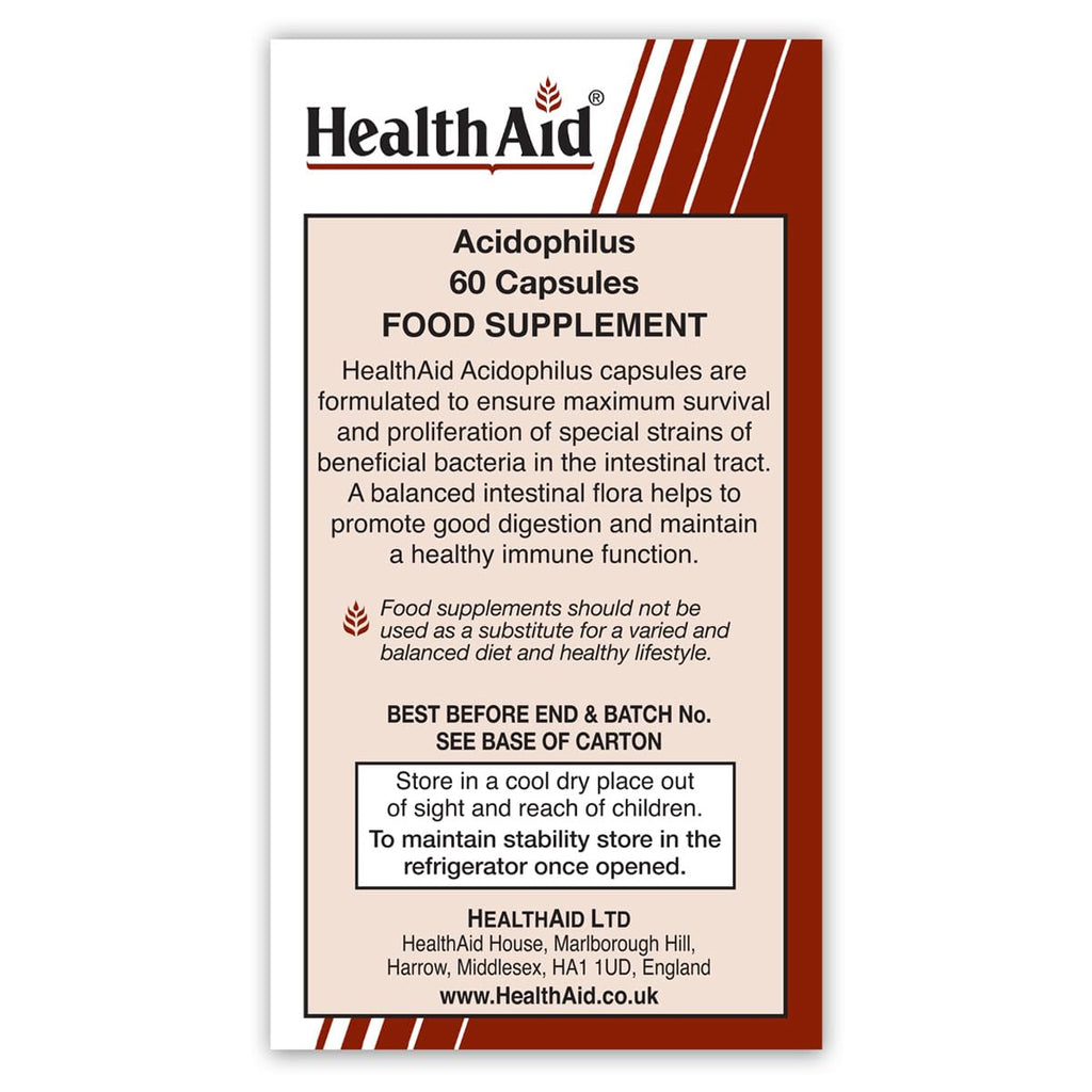 Probiotic support with Health Aid Acidophilus