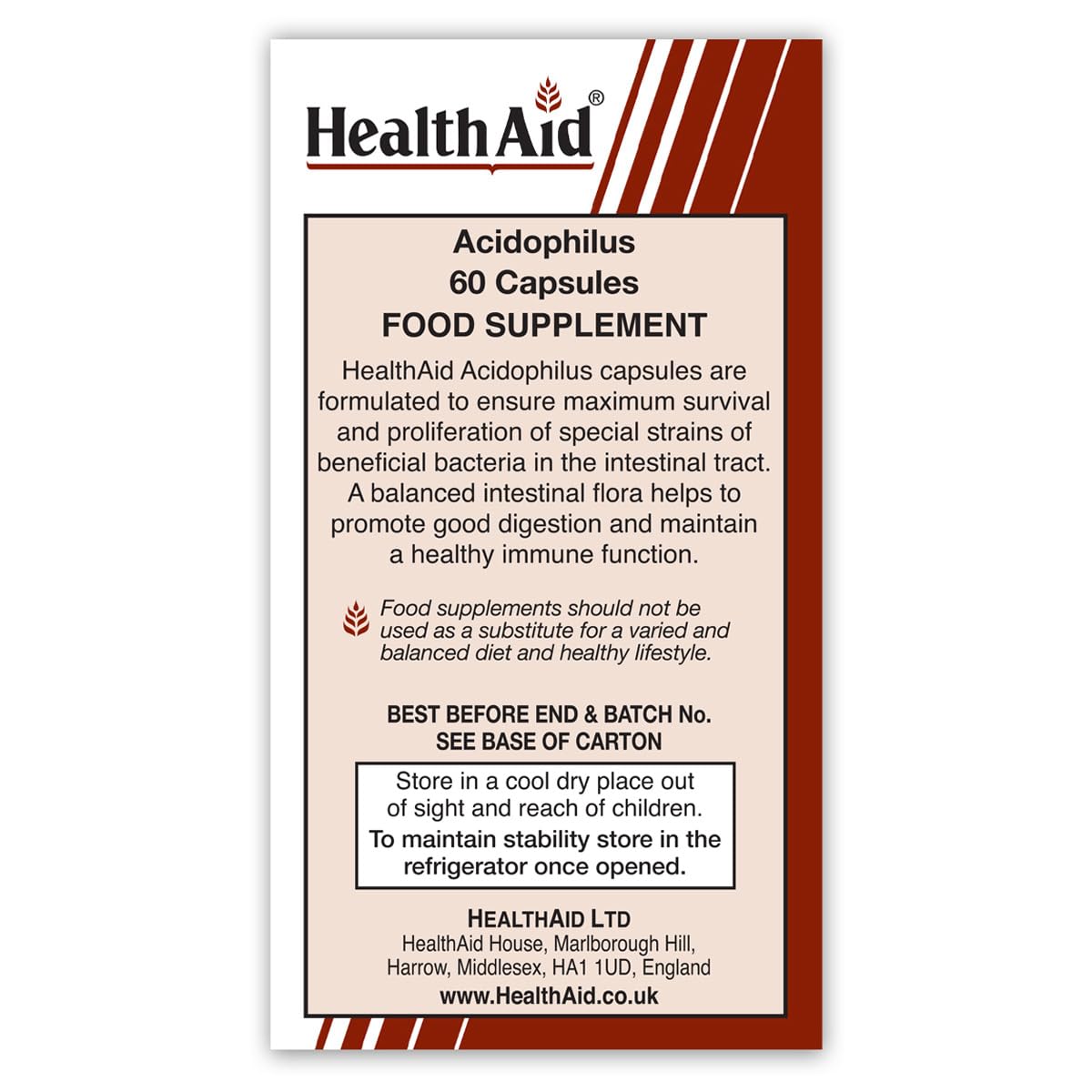 Probiotic support with Health Aid Acidophilus