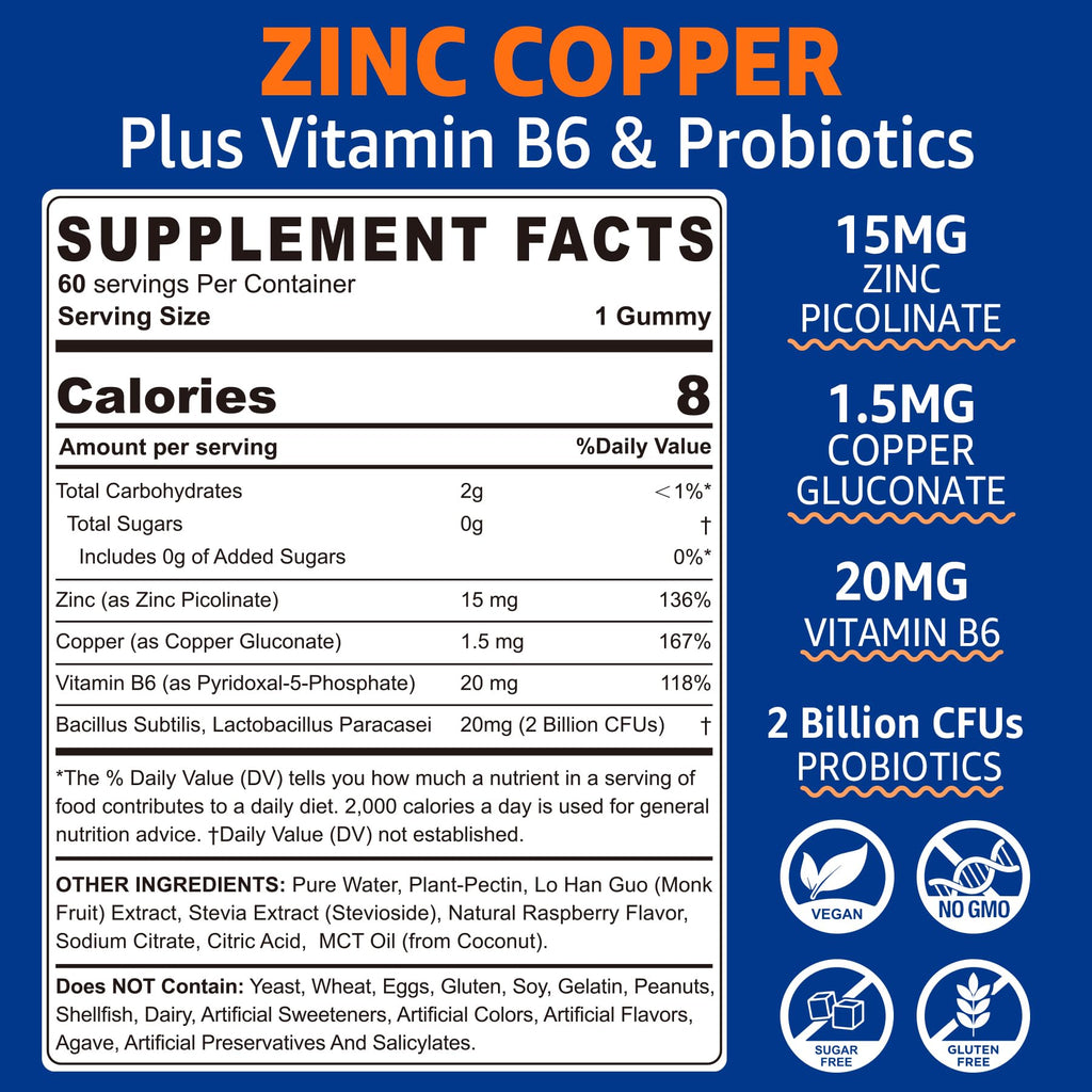 Probiotic zinc gummies for better digestion