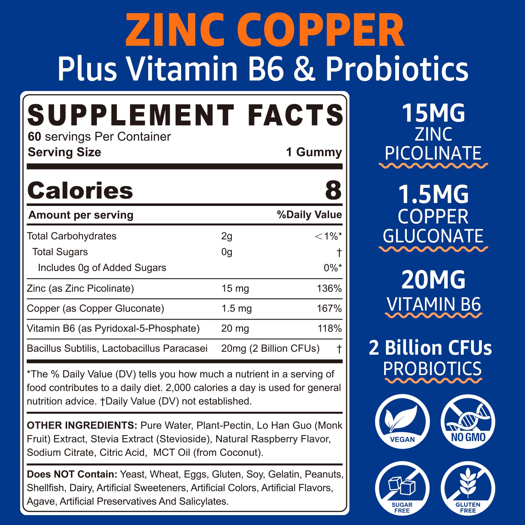 Probiotic zinc gummies for better digestion