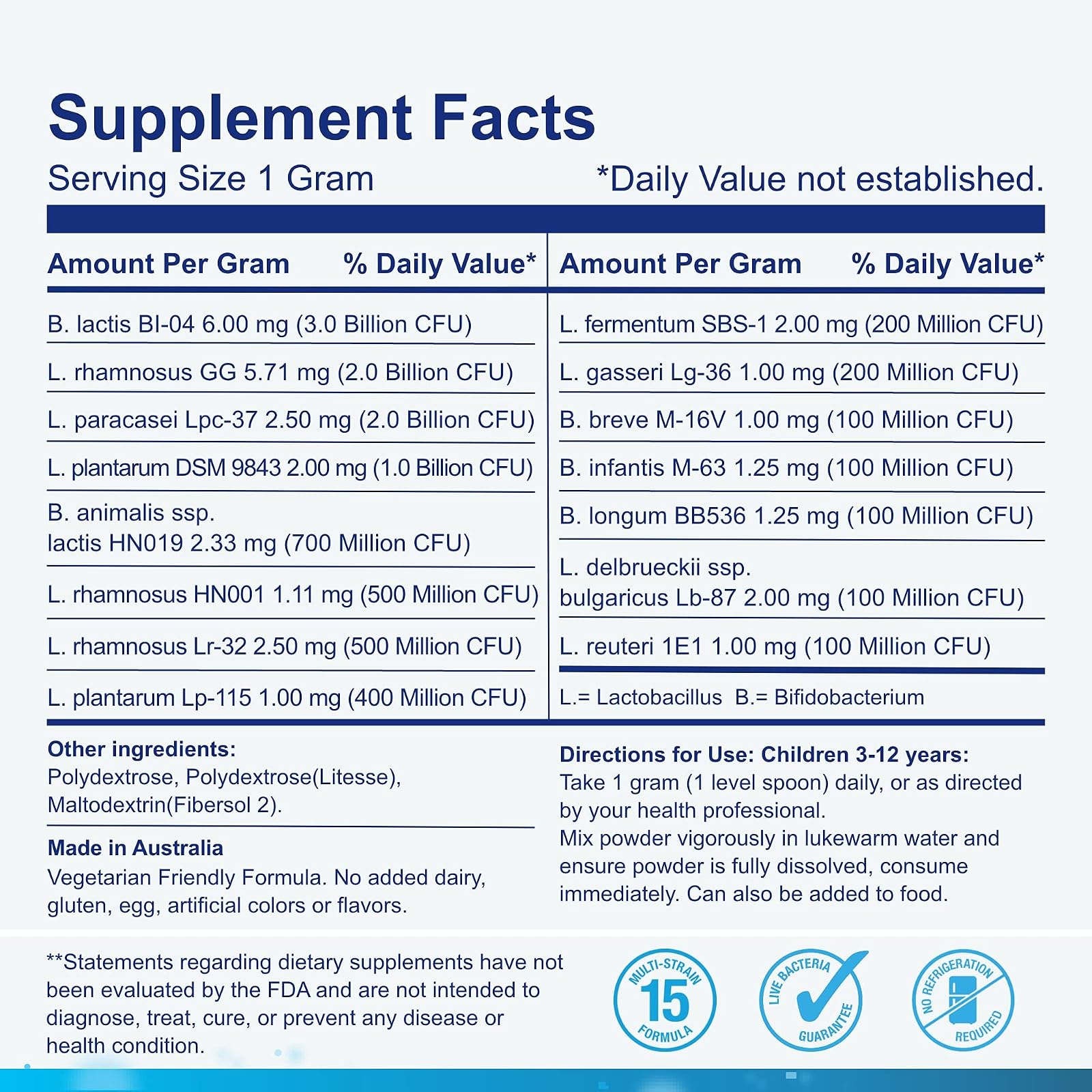 probiotics for kids with 60 grams