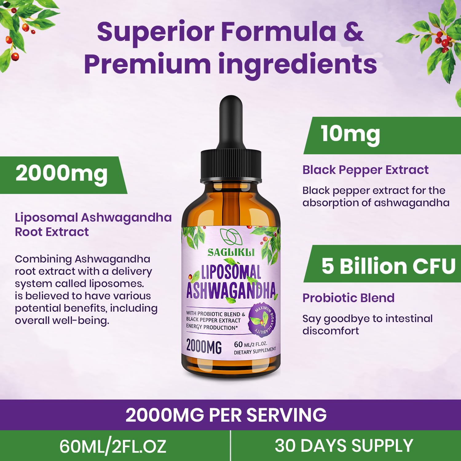 Probiotics in ashwagandha liquid drops