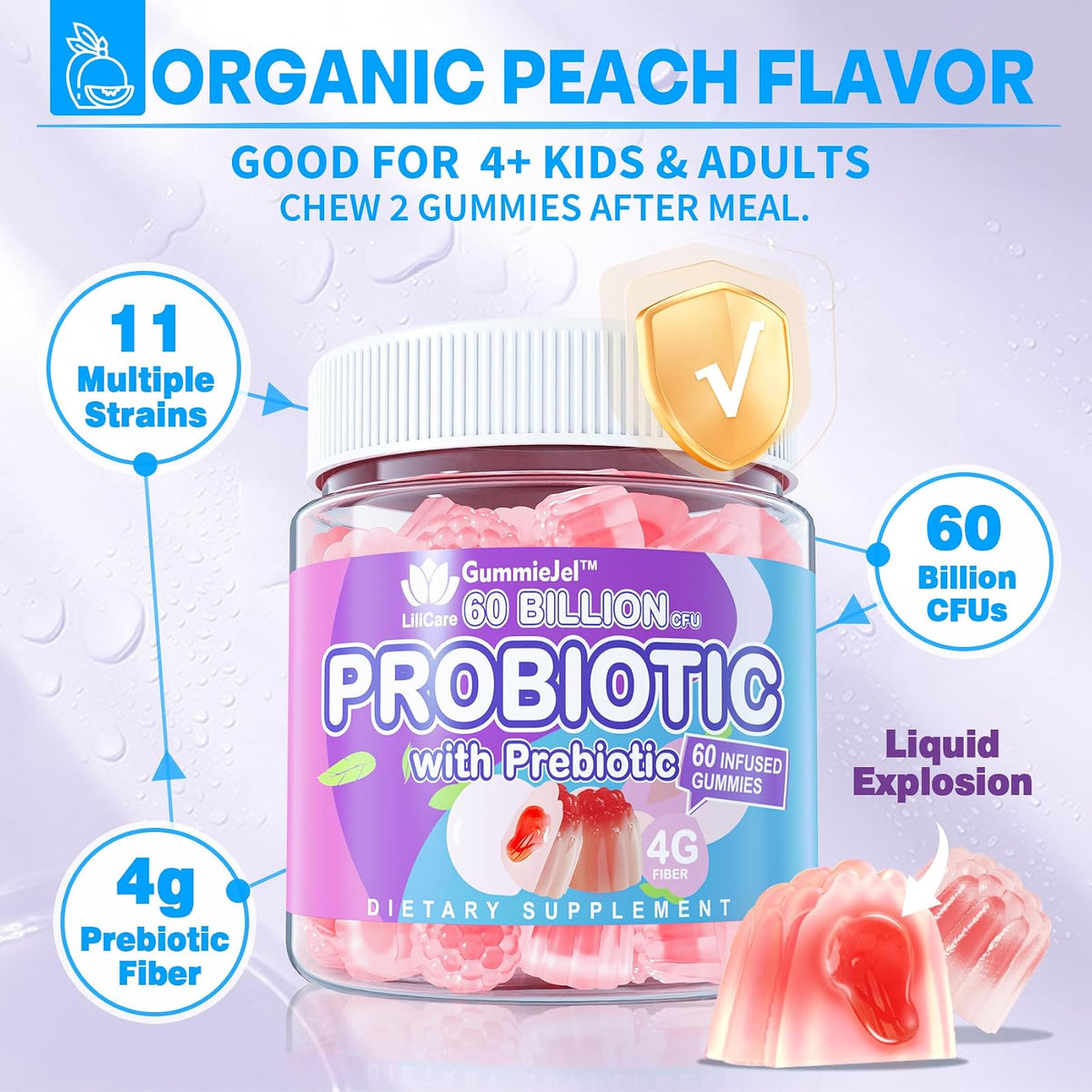 probiotics with 60 gummies for family use