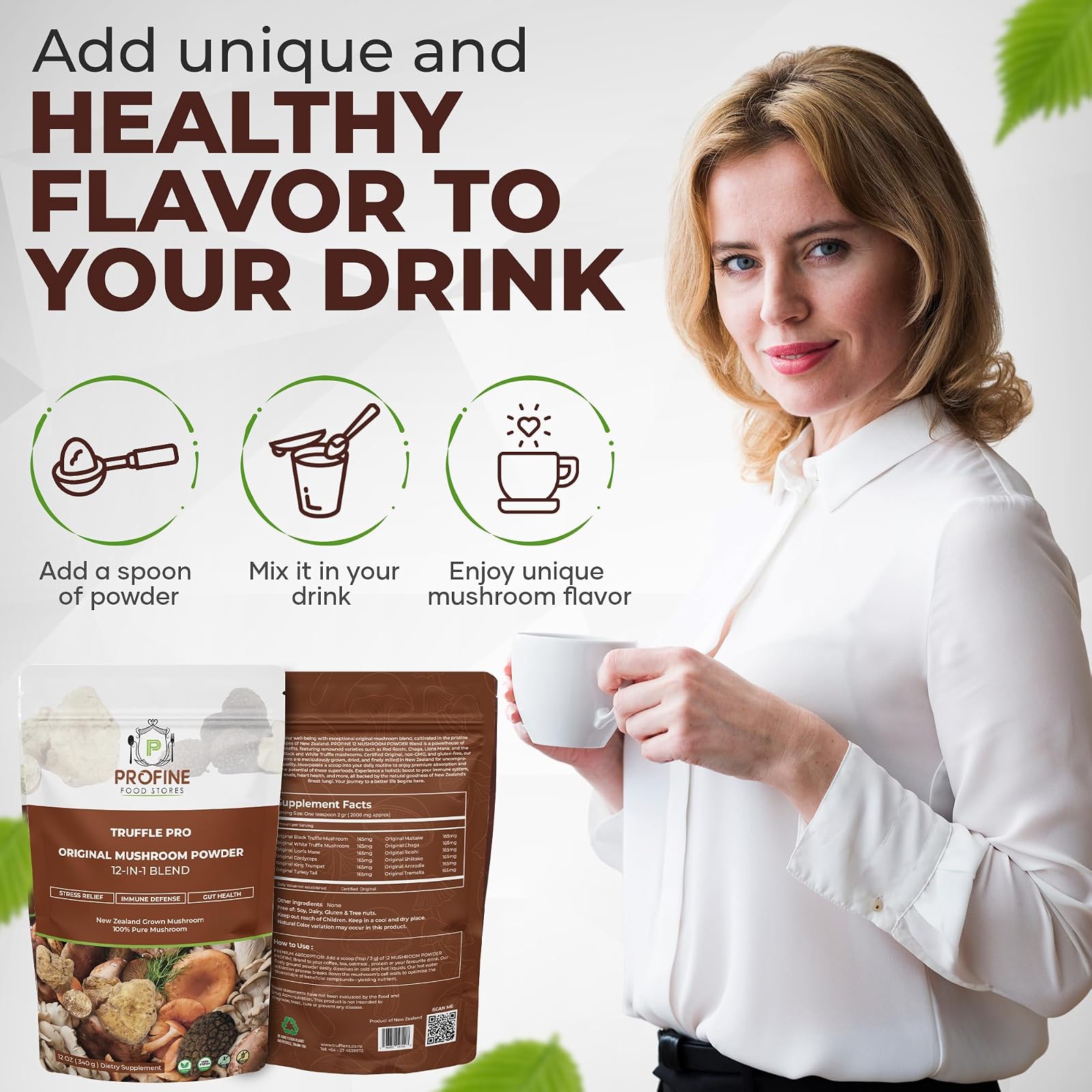 PROFINE mushroom powder for immune support