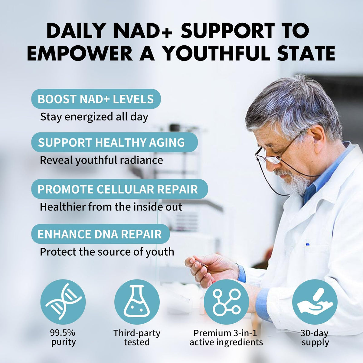 Promotes overall wellness with NAD+