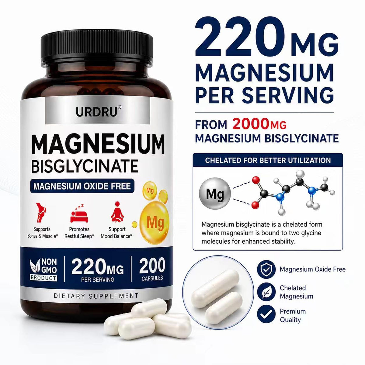 Promotes restful sleep with magnesium glycinate